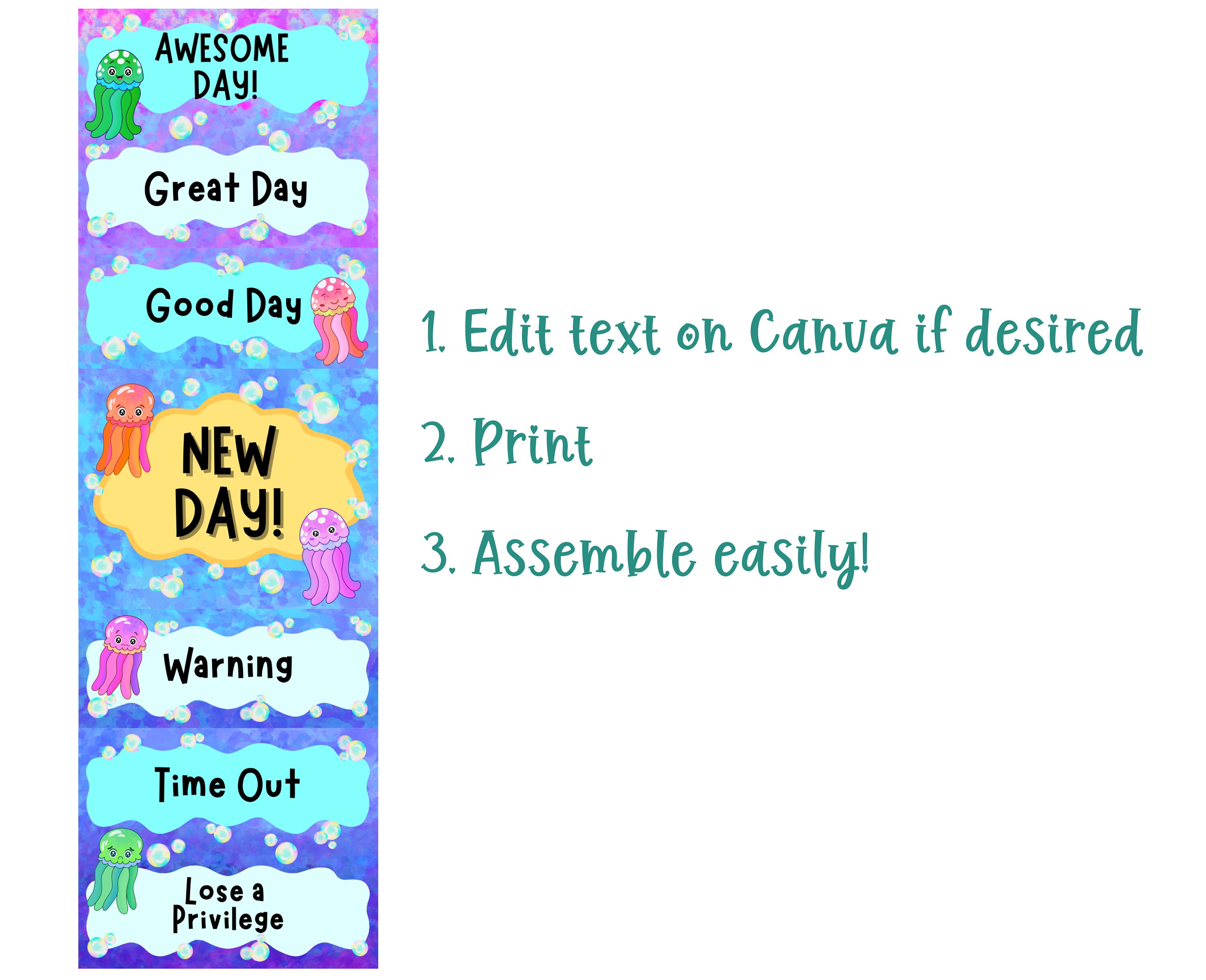 Classroom Behavior Chart, Printable Behavior Chart for Kids, Under the ...