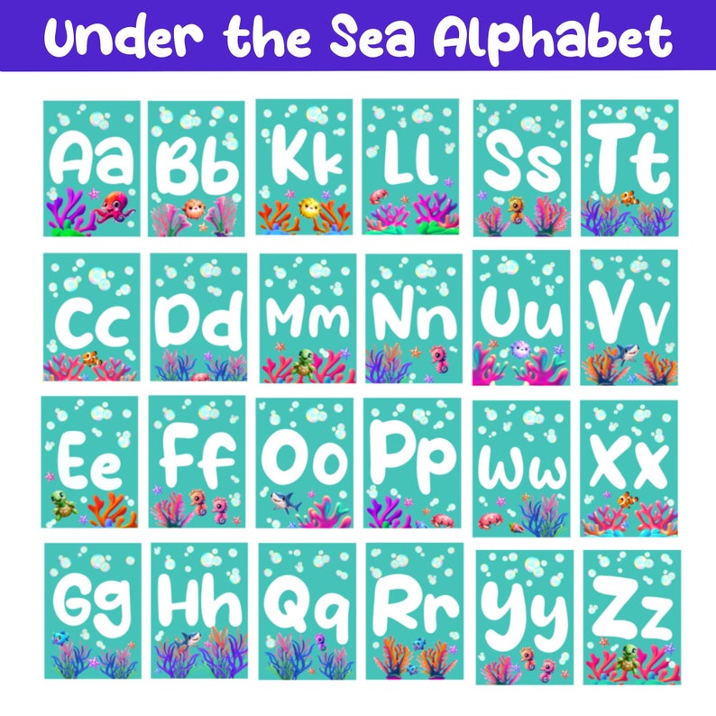 Ocean Alphabet, Under the Sea Classroom Decor, Printable Letters Wall ...