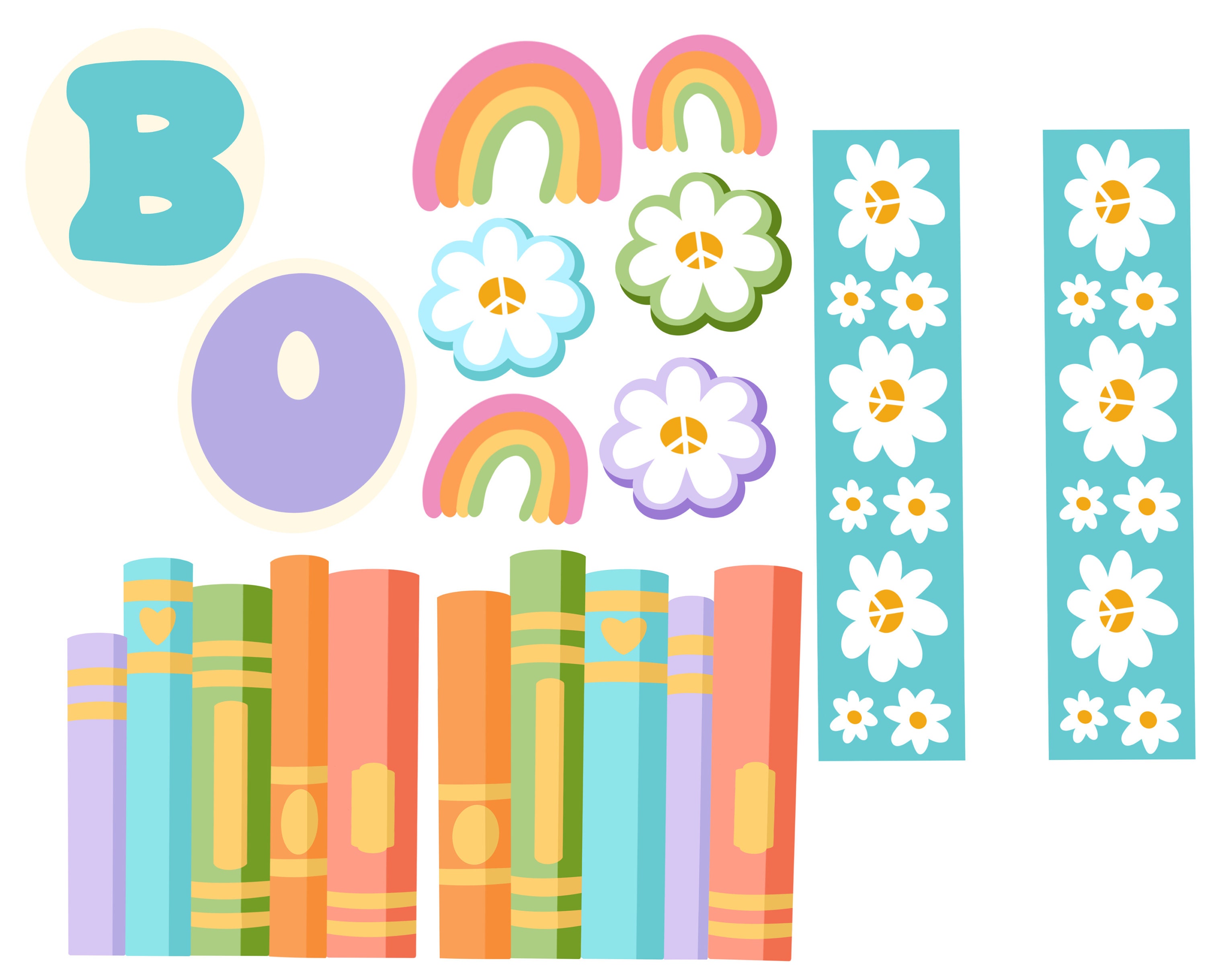 Reading Bulletin Board Kit, Rainbow Pastel Class Decor, Library ...