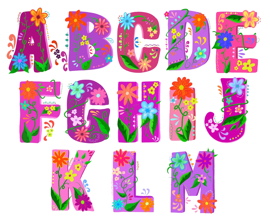 Printable Floral Letter Bulletin Board Letters Printable - Etsy