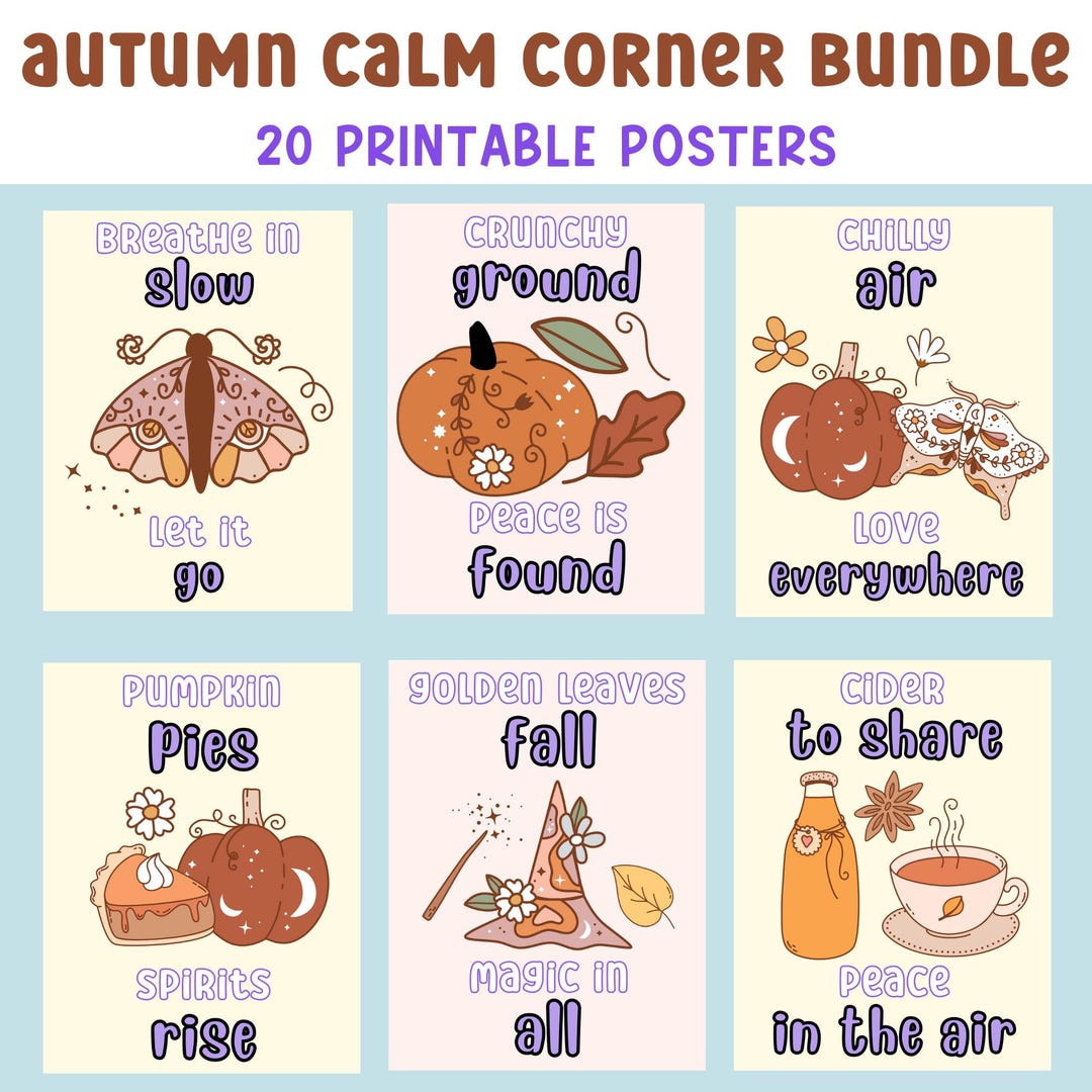 Calming Corner Posters, Fall Classroom Decor, Calm Down Corner Posters ...