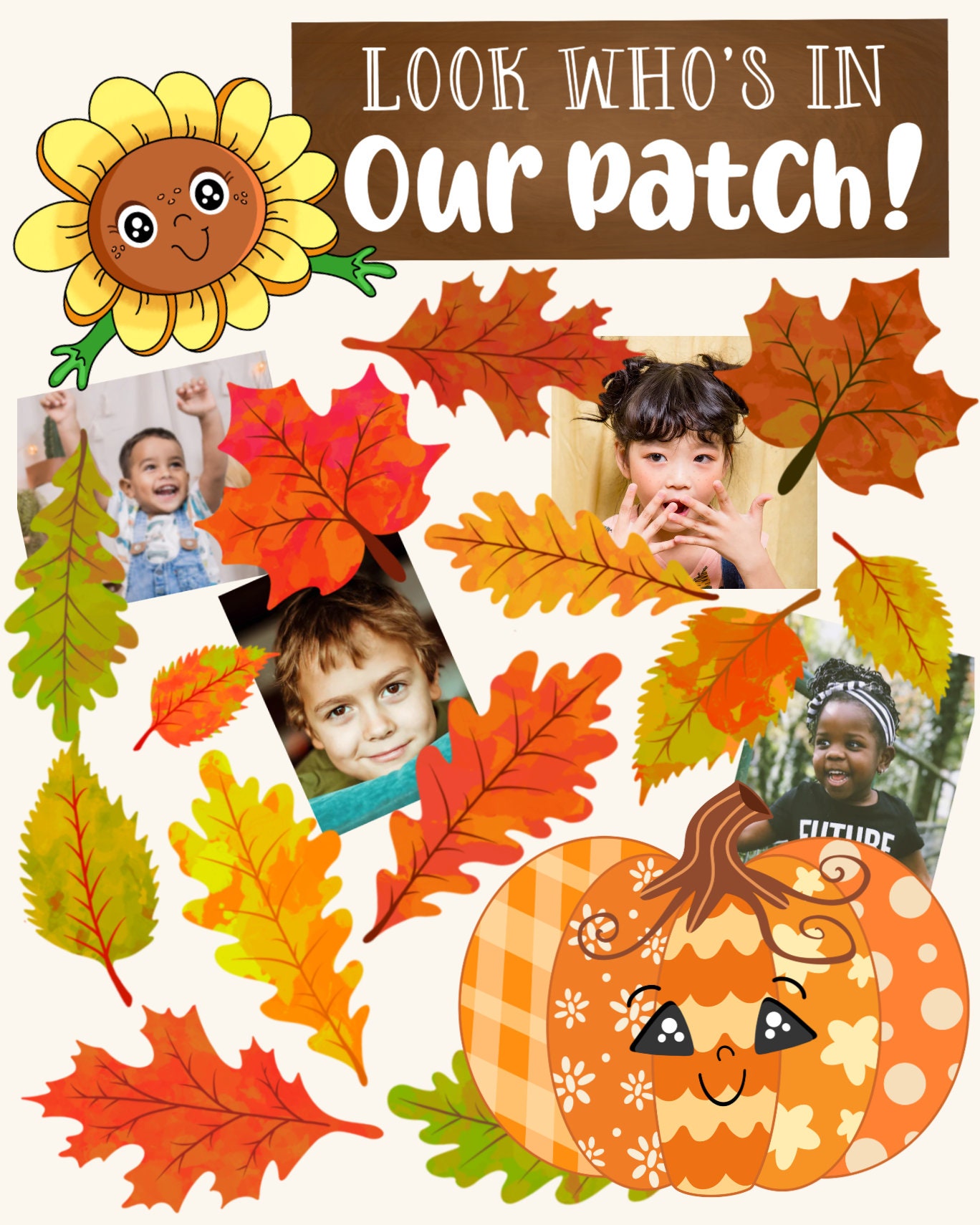 Printable Fall Bulletin Board for Kids, Student Collage Wall Art ...