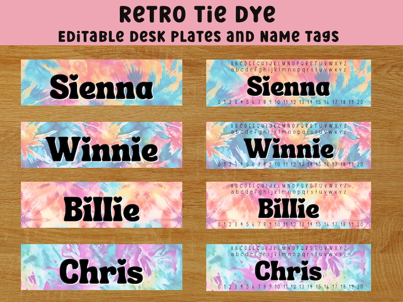 Editable Name Tags for School Groovy Classroom Decor Tie Dye - Etsy