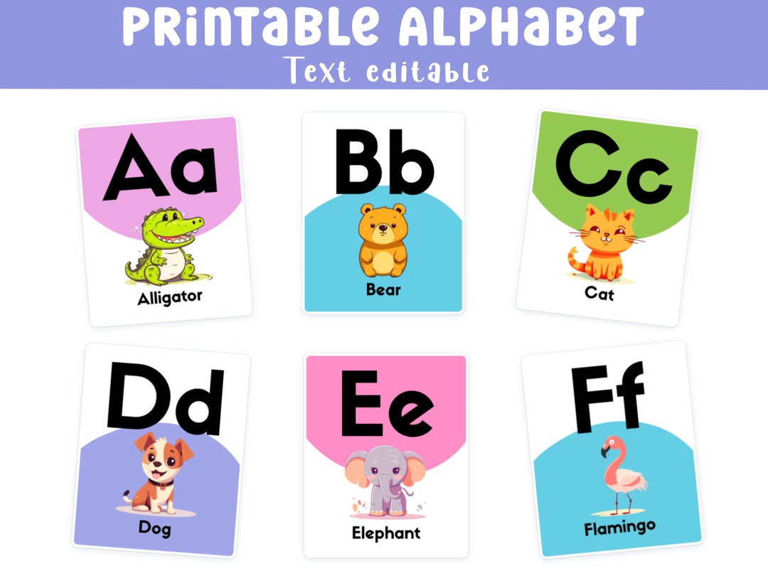 Classroom Alphabet Posters, Printable Alphabet Bulletin Board, Animal ...