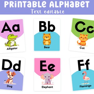 Classroom Alphabet Posters, Printable Alphabet Bulletin Board, Animal ...