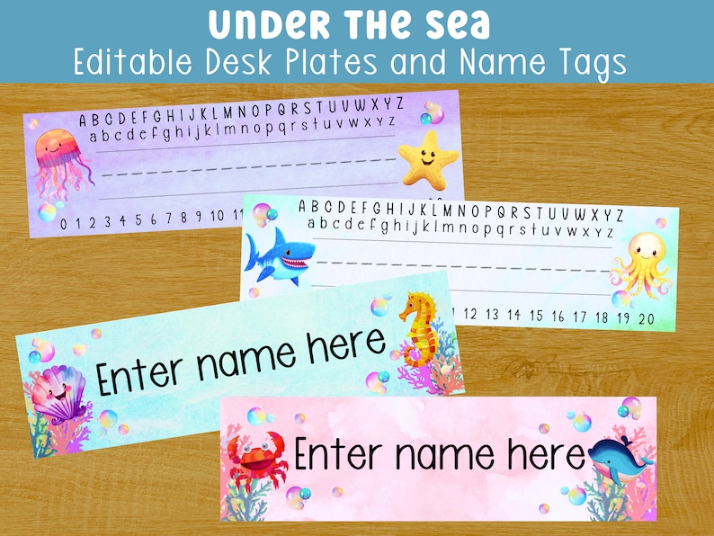 Under the Sea Classroom Decor, Ocean Theme Class, Canva Name Tag, Desk ...