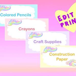 Pastel Clouds Editable Labels | Rainbow Clouds Name Tags | Instant ...