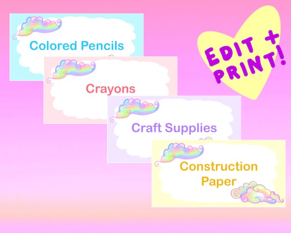 Pastel Clouds Editable Labels Rainbow Clouds Name Tags - Etsy