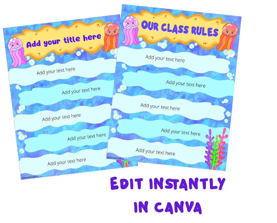 Editable Classroom Posters Canva, Classroom Rules Poster Templates ...