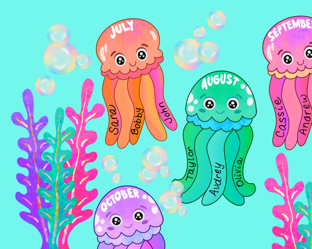 Back to School Classroom Bulletin Board, Jellyfish Birthday Display ...