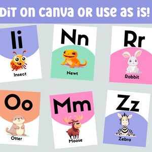 Classroom Alphabet Posters, Printable Alphabet Bulletin Board, Animal ...