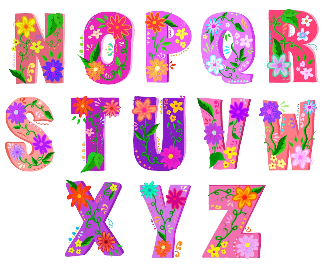 Printable Floral Letter Bulletin Board Letters Printable - Etsy