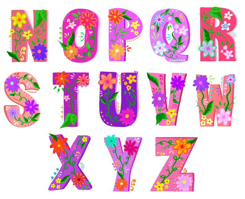 Printable Floral Letter Bulletin Board Letters Printable - Etsy