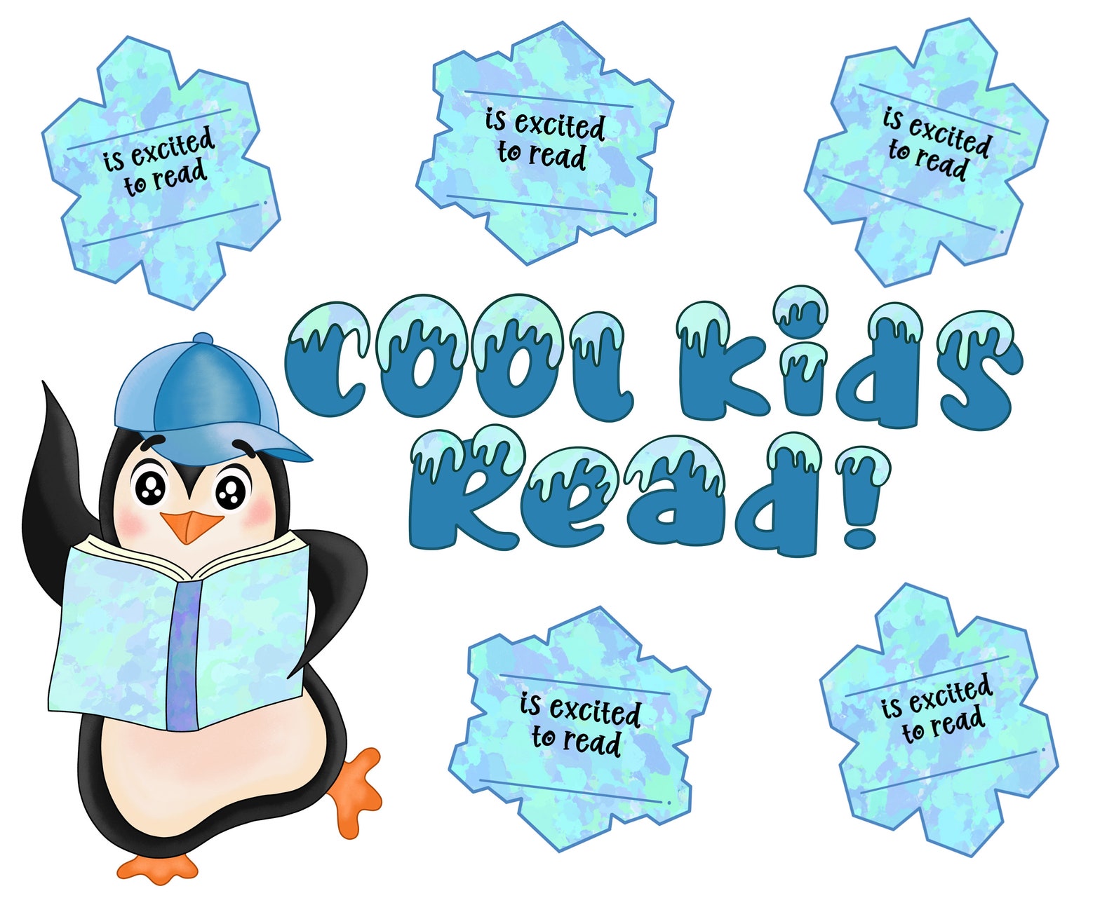 Reading Bulletin Board Kit, Cool Kids Read Printable, Winter Bulletin ...