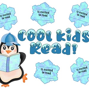 Reading Bulletin Board Kit, Cool Kids Read Printable, Winter Bulletin ...