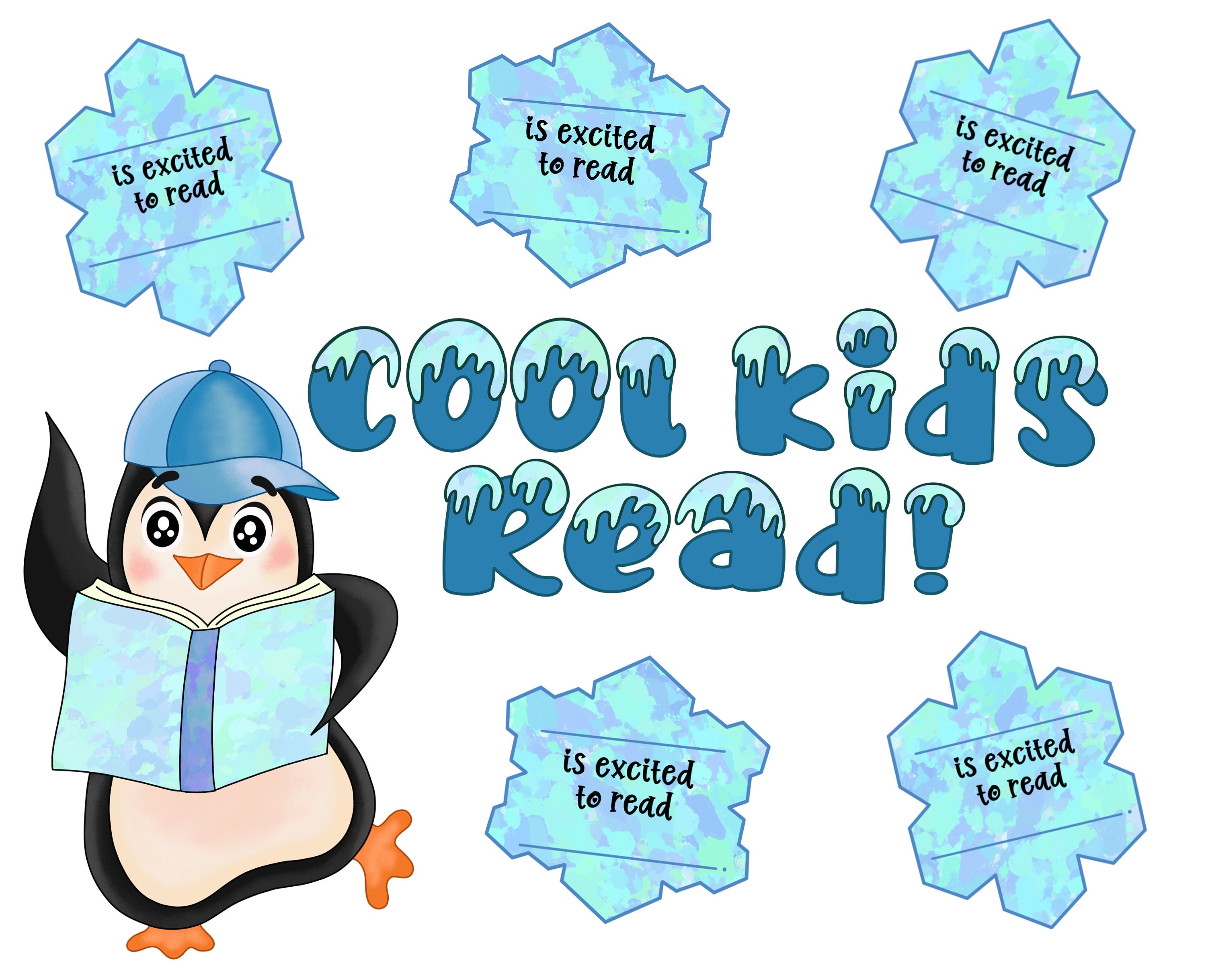 Reading Bulletin Board Kit, Cool Kids Read Printable, Winter Bulletin ...