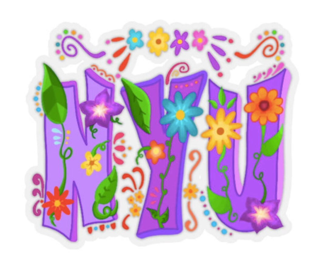 NYU Colorful Floral Sticker With Violets, Nyu Sticker, New York ...