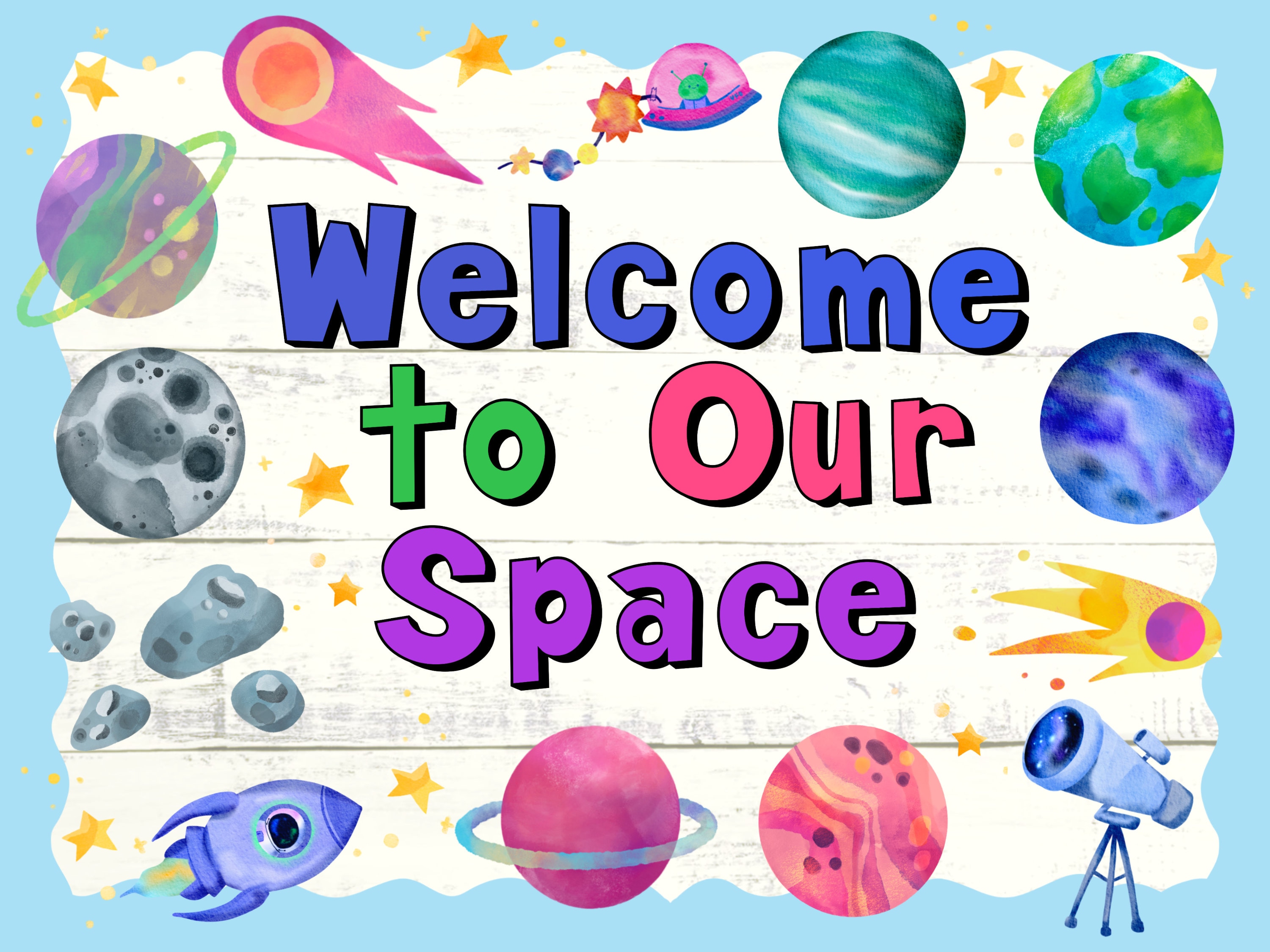 Outer Space Classroom Decor, Space Bulletin Board, Welcome to Our ...