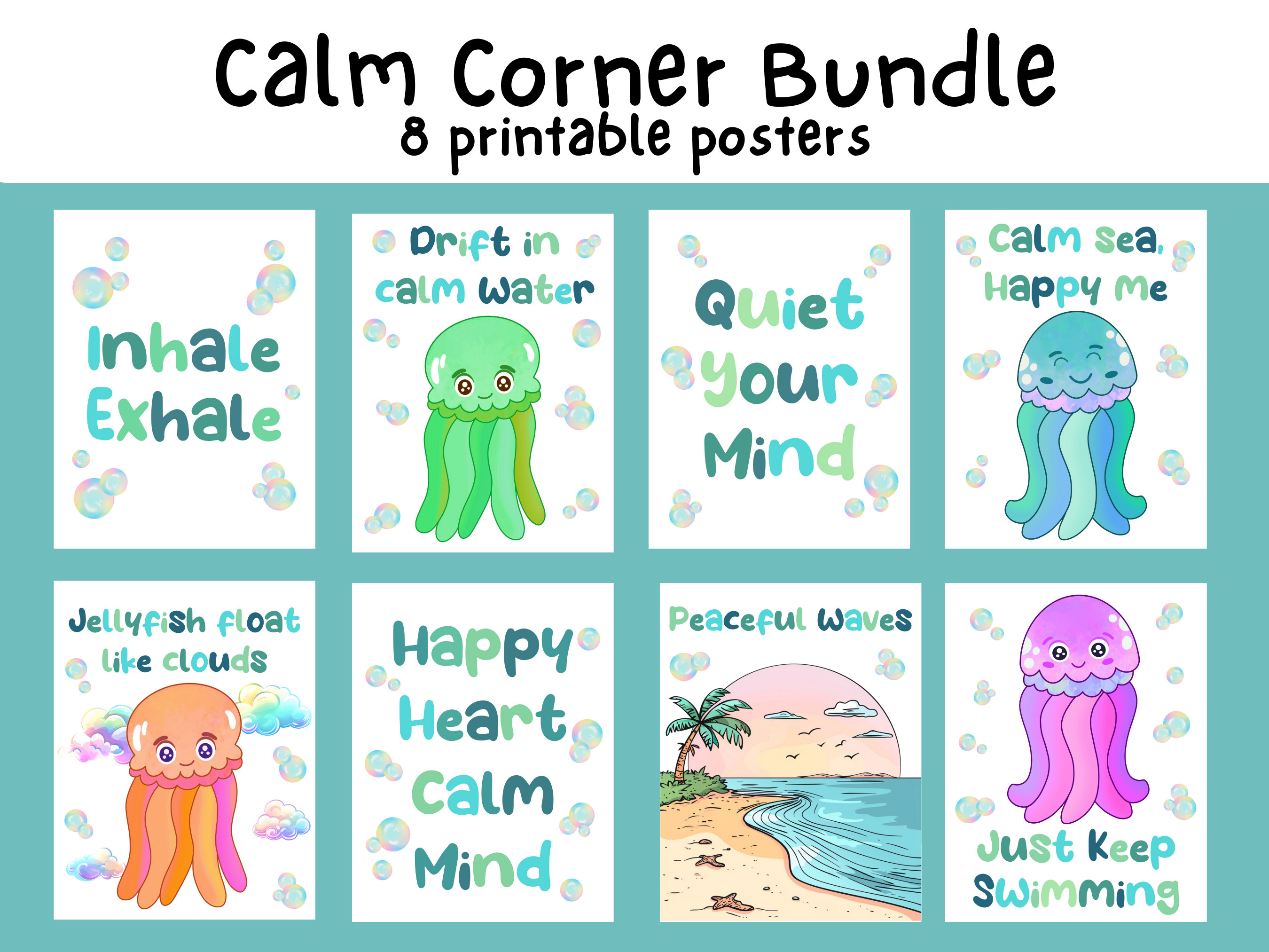 Calming Corner Posters, Ocean Classroom Decor, Calm Down Corner for ...