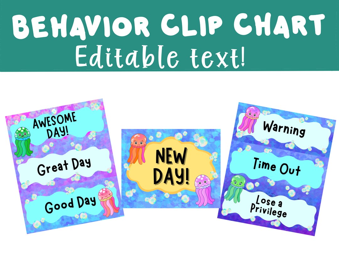 Classroom Behavior Chart, Printable Behavior Chart for Kids, Under the ...