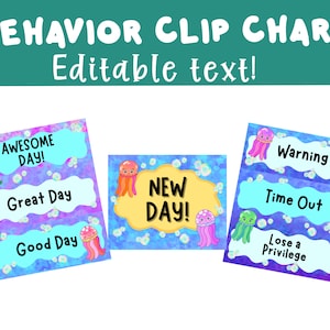 Classroom Behavior Chart, Printable Behavior Chart for Kids, Under the ...