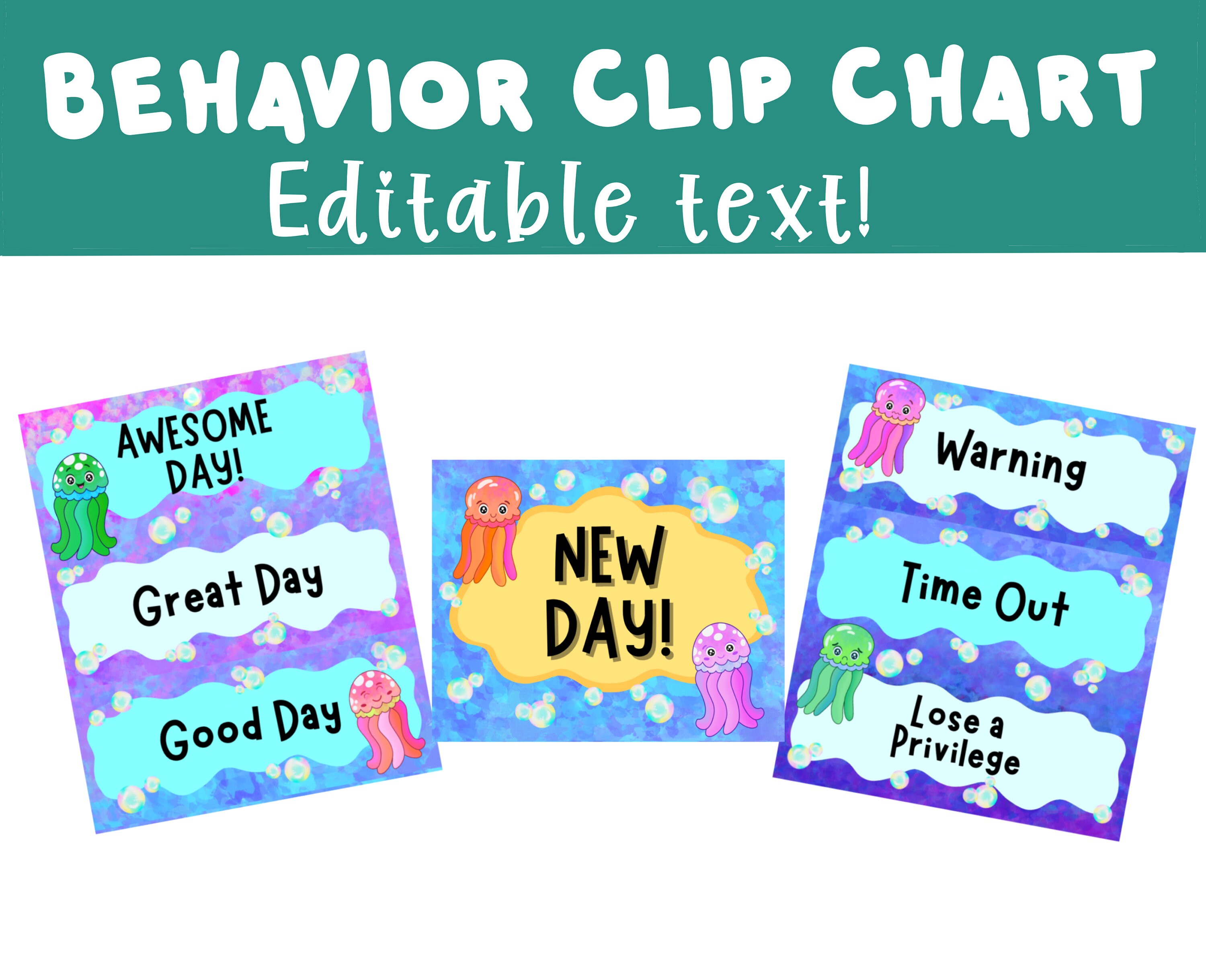 Classroom Behavior Chart, Printable Behavior Chart for Kids, Under the ...