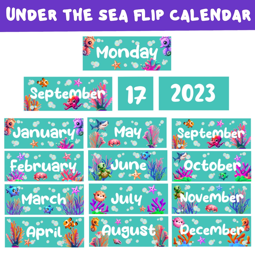 Under the Sea Classroom Theme, Classroom Flip Calendar, Ocean Calendar ...