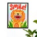 DIGITAL DOWNLOAD, Smile Lion Poster for Kids Room Classroom Dentist's ...