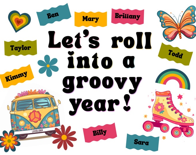 Retro, Back to School Groovy Bulletin Board Kit, Retro Vibes Theme ...