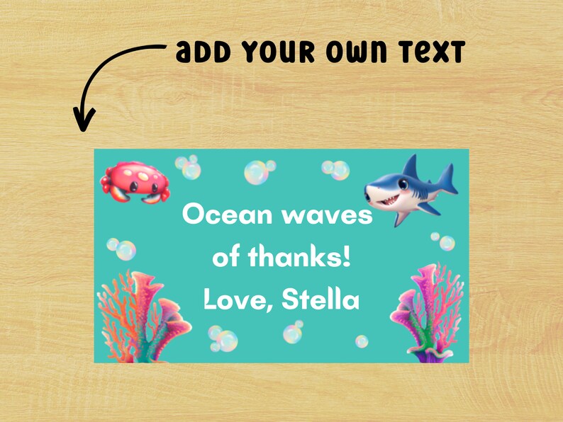 Under the Sea Labels, Ocean Themed Party Favors, Ocean Thank You Tag ...