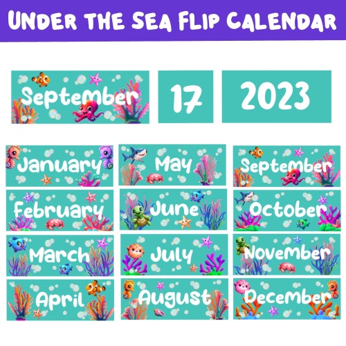 Under the Sea Classroom Theme Classroom Flip Calendar Ocean - Etsy