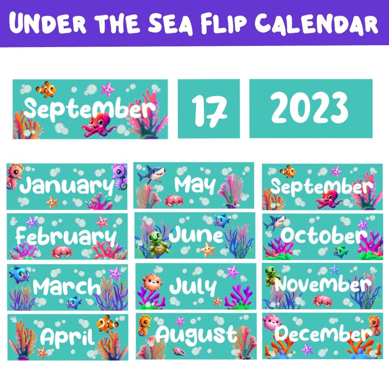Under the Sea Classroom Theme Classroom Flip Calendar Ocean - Etsy