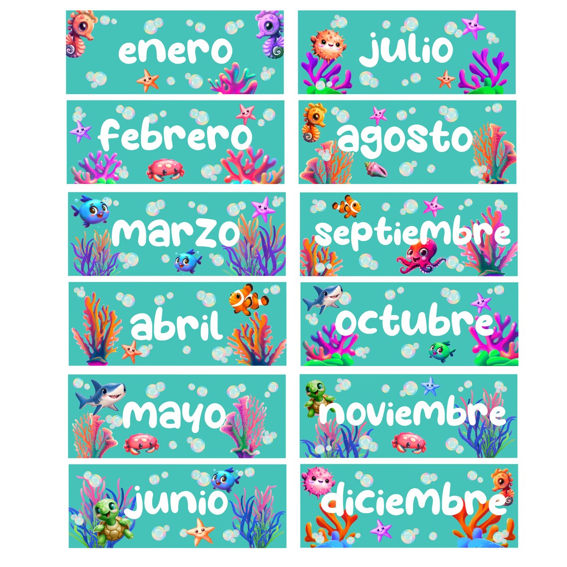 Spanish Classroom Calendar Under the Sea Classroom Theme - Etsy