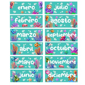 Spanish Classroom Calendar, Under the Sea Classroom Theme, Classroom ...