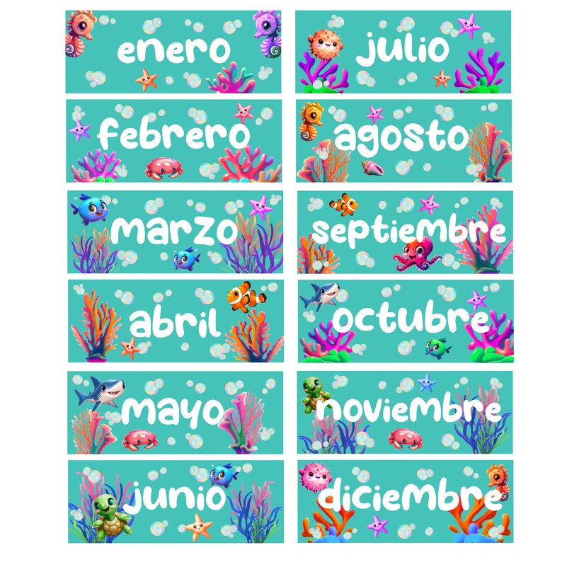 Spanish Classroom Calendar, Under the Sea Classroom Theme, Classroom ...