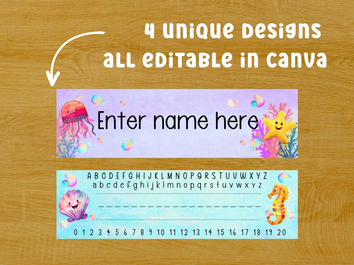 Under the Sea Classroom Decor, Ocean Theme Class, Canva Name Tag, Desk ...