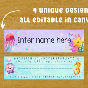 Under the Sea Classroom Decor, Ocean Theme Class, Canva Name Tag, Desk ...