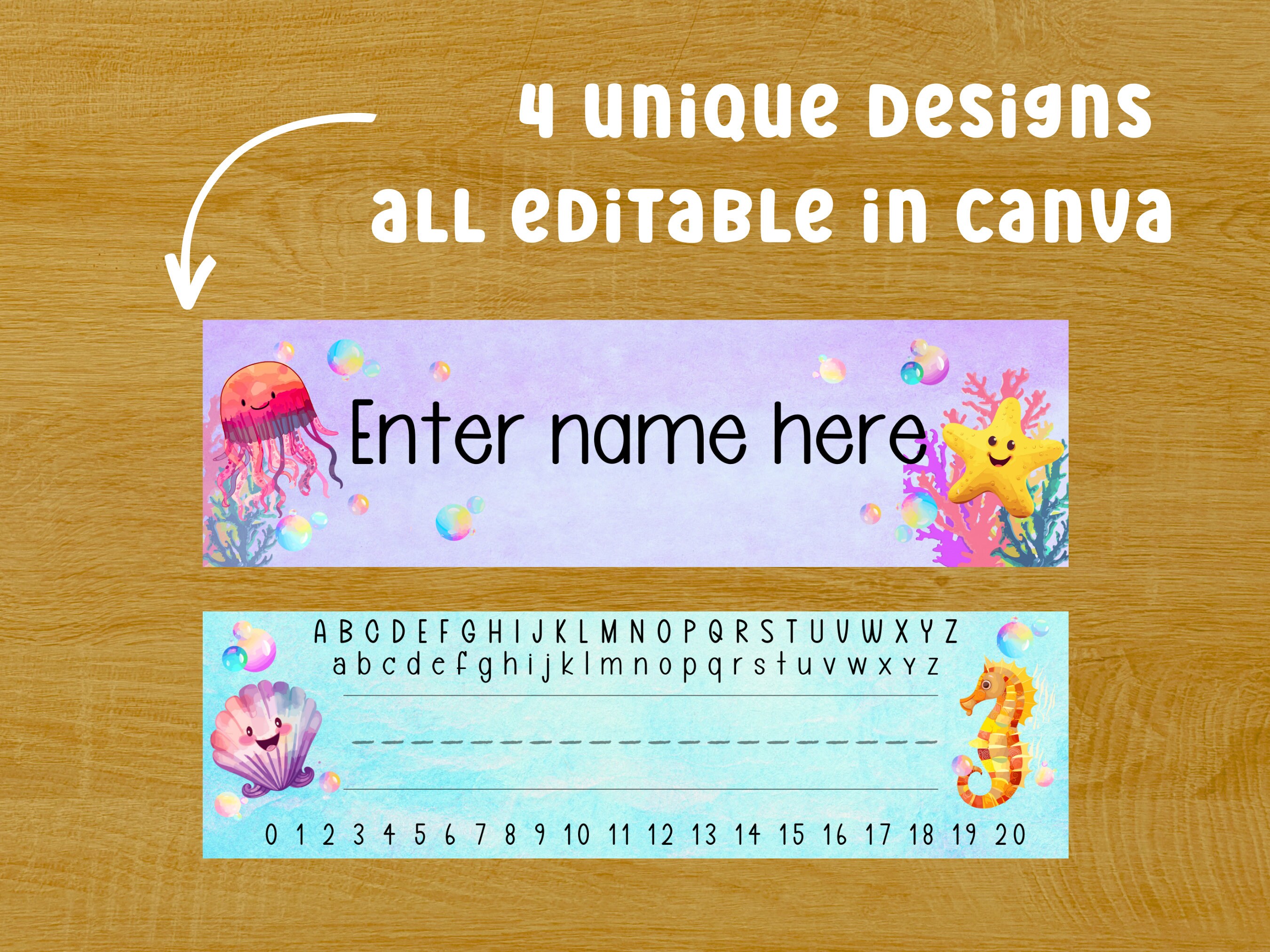 Under the Sea Classroom Decor, Ocean Theme Class, Canva Name Tag, Desk ...