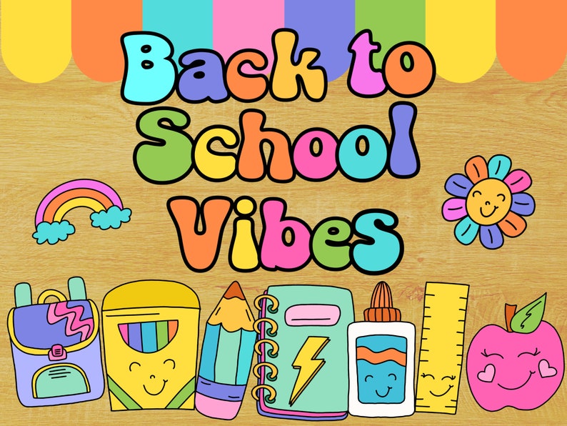 Back to School Bulletin Board Printable, Bright Classroom Theme, Retro ...