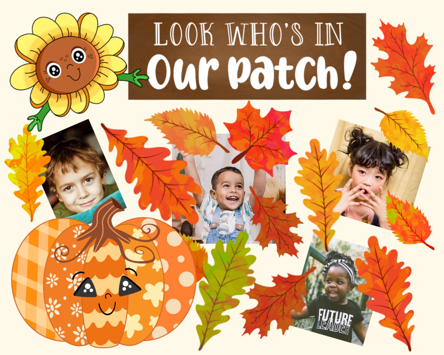 Printable Fall Bulletin Board for Kids, Student Collage Wall Art ...