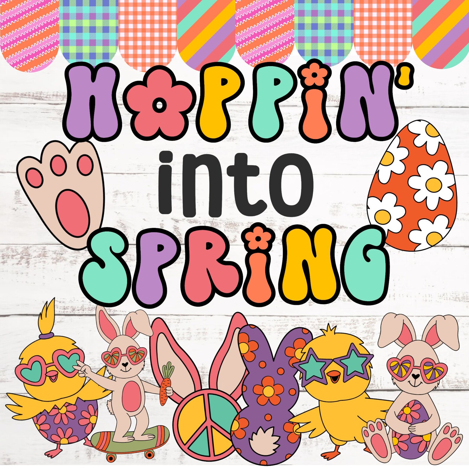 Spring Bulletin Board Kit, Easter Bulletin Boards, Groovy Classroom ...