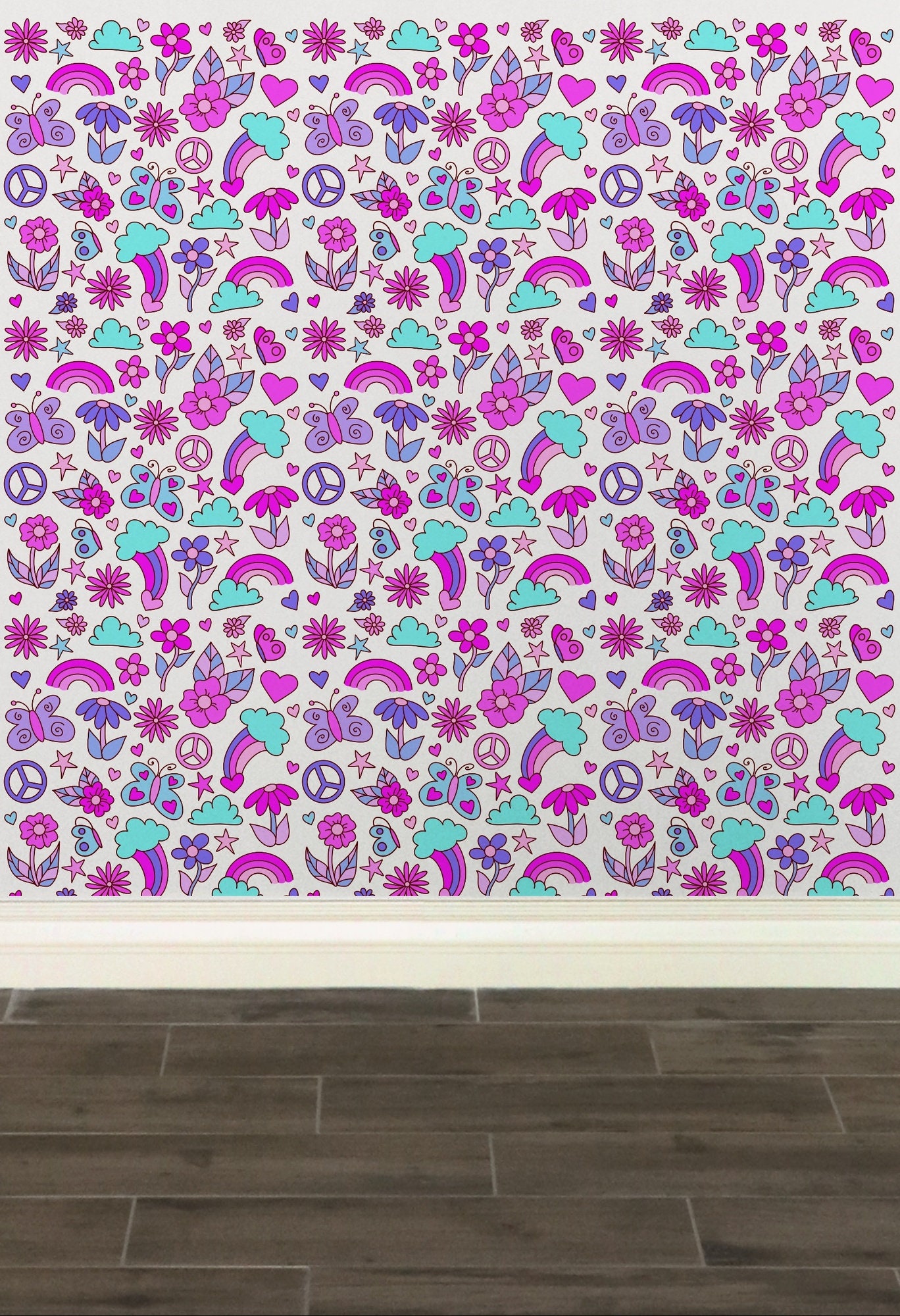 Pink and Purple Wallpaper Cute Wallpaper Peel and Stick - Etsy