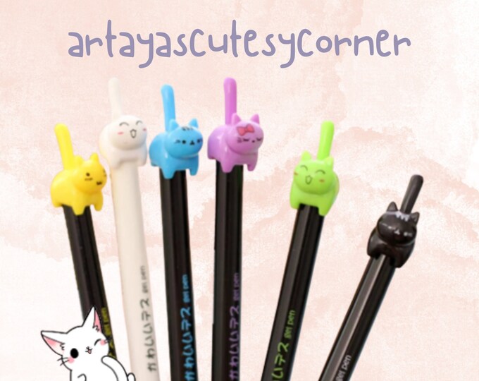 Kawaii Cat Gel Pen Fine Tip Pen Individual OR Set of 4 - Etsy