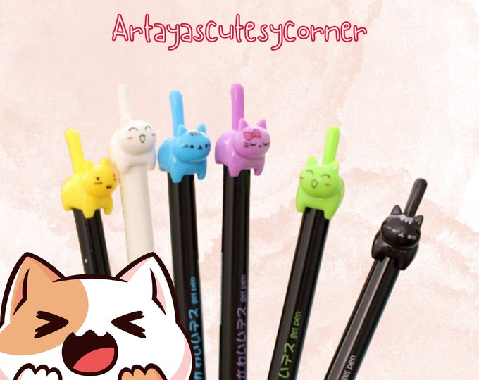 Kawaii Cat Colored Gel Pen Stationery Lover Gift Planner Journal Pen ...