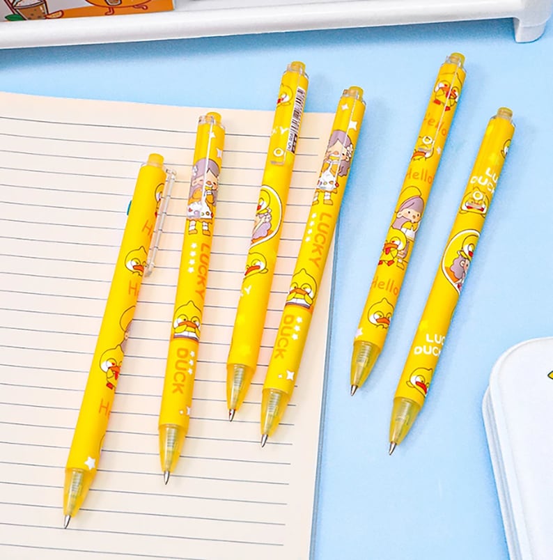 Cute Kawaii Summer Yellow Lucky Duck Clicker Gel Pen - Etsy