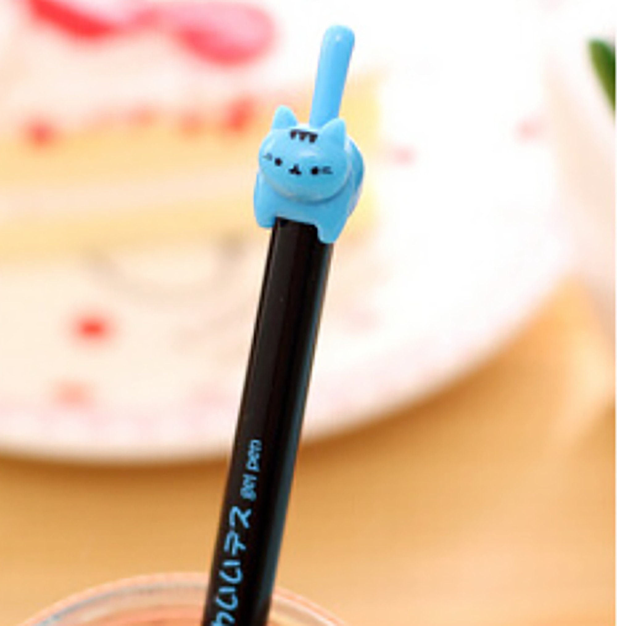 Kawaii Cat Coloured Gel Pen - Etsy UK