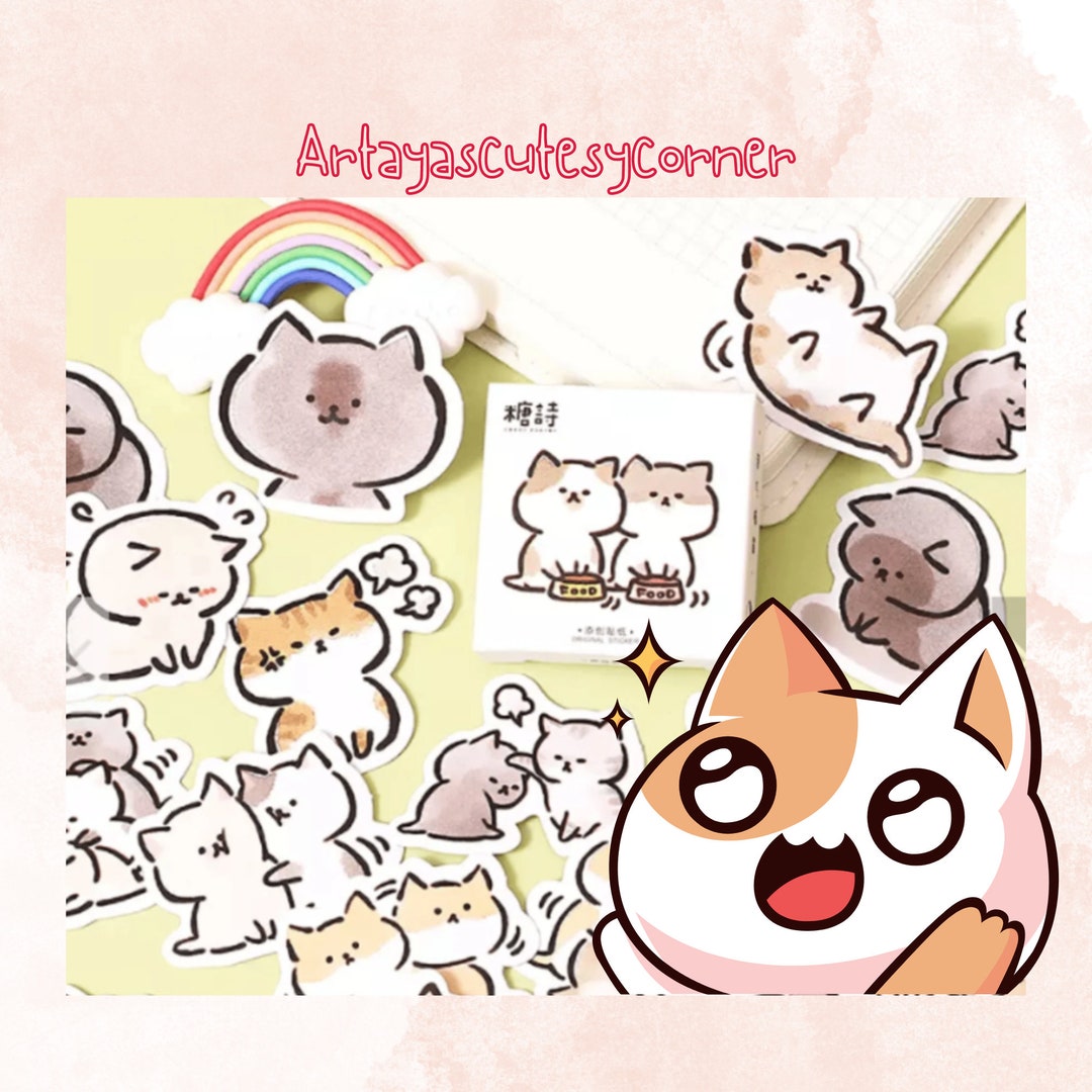 Cute Meow Cat Journal Sticker Pack - Etsy