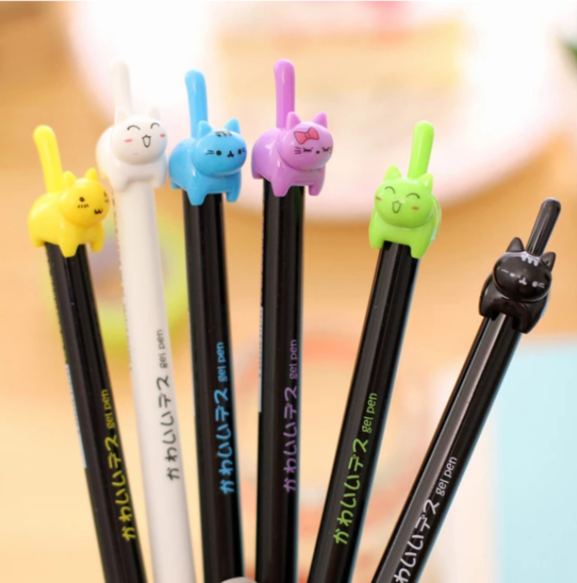 Kawaii Cat Coloured Gel Pen - Etsy UK