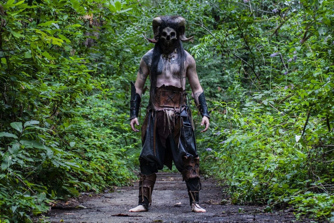 DEATH FAUN MASK, Hallowen Mask, Skull Faun Mask, Scary Leather Face ...