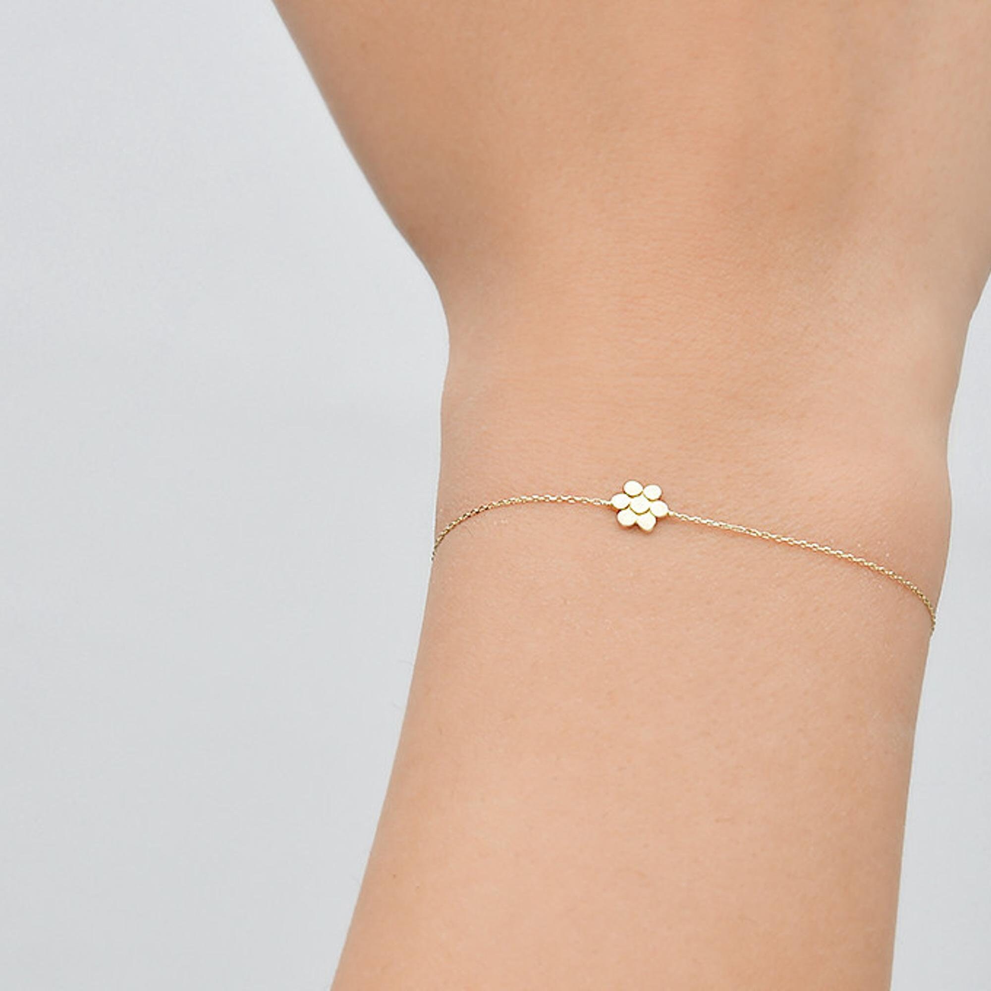 14k Solid Gold Daisy Flower Bracelet- Dainty Flower Daisy Bracelet ...